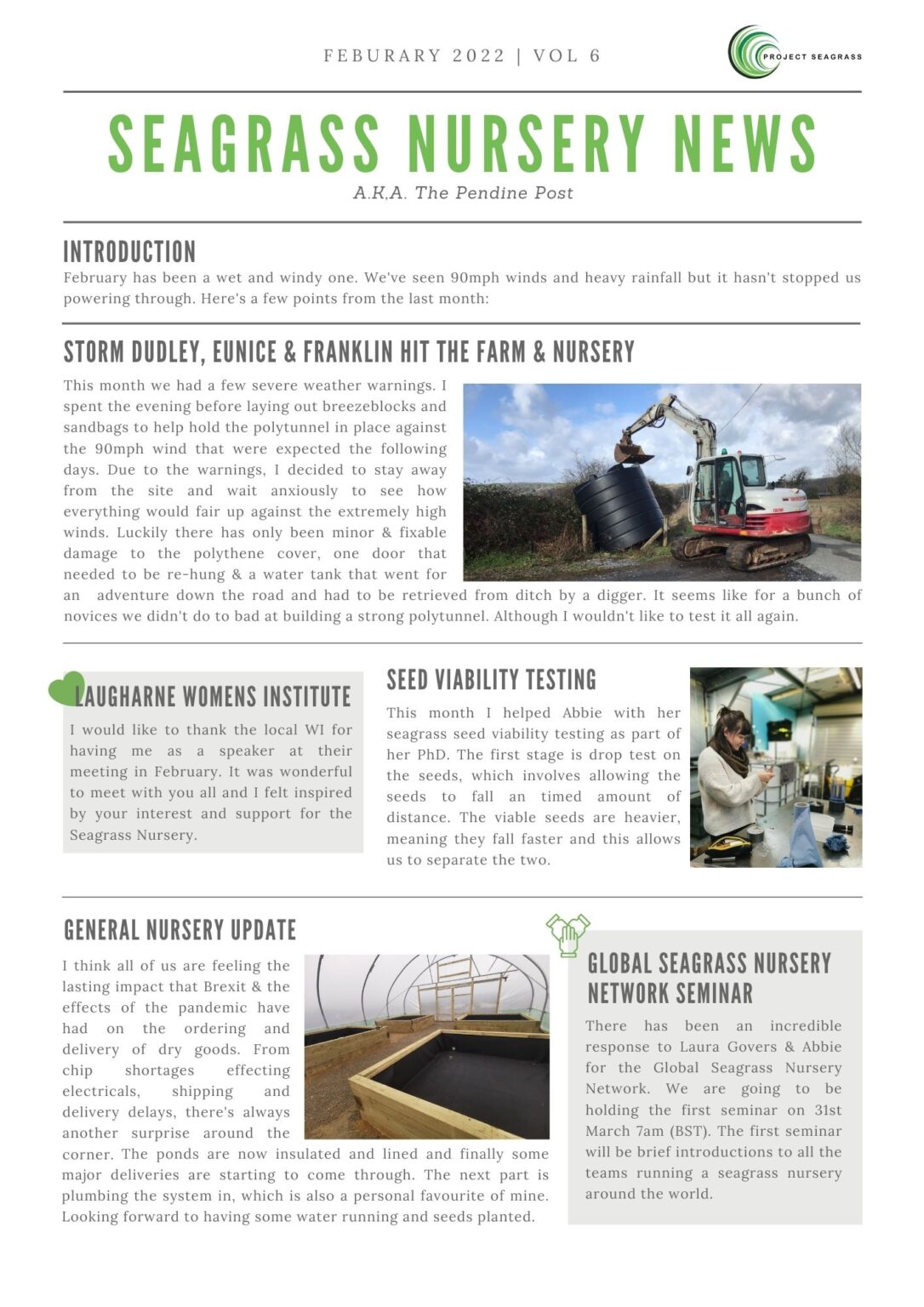 Seagrass Nursery News - Vol. 6 - Project Seagrass