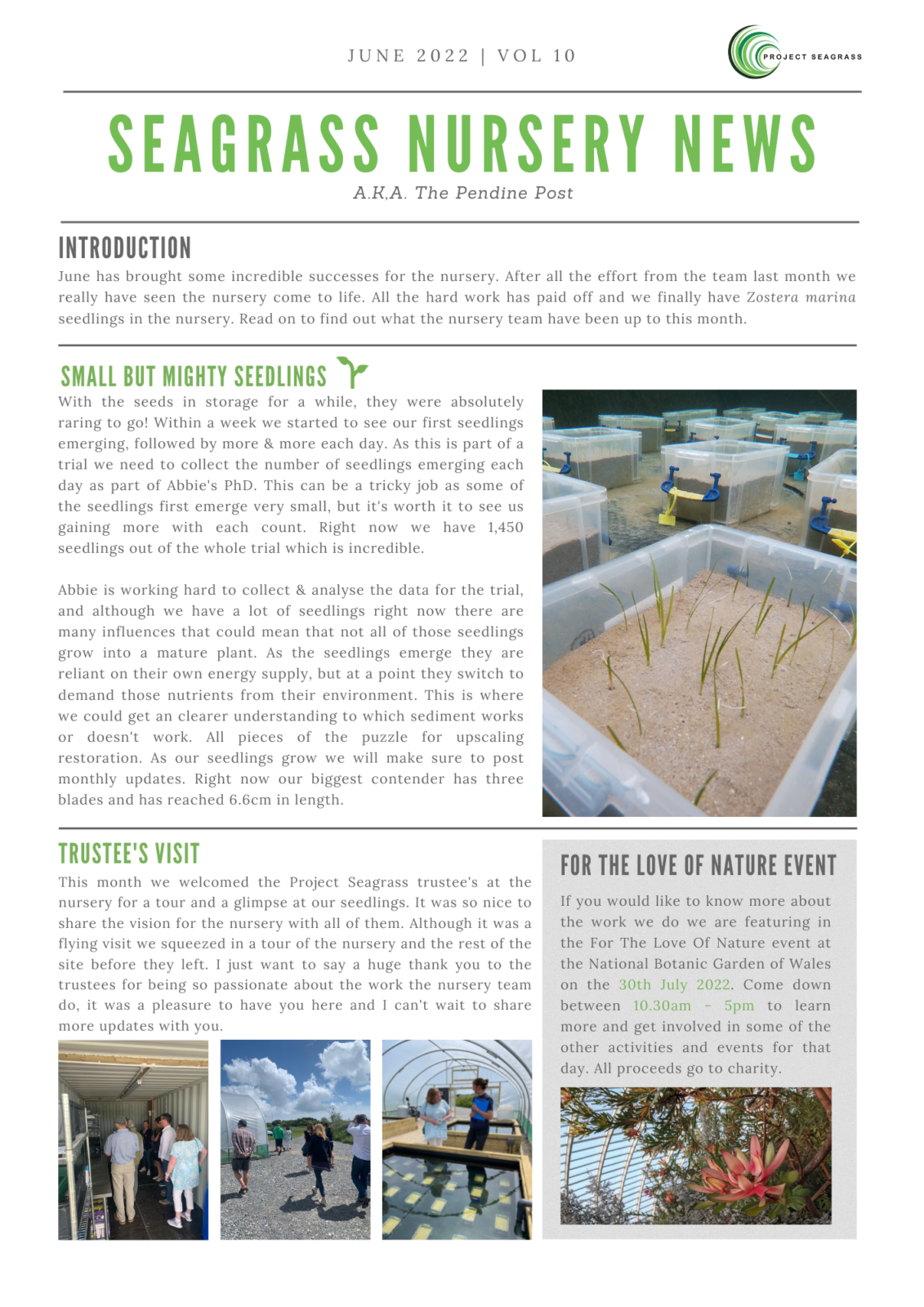Seagrass Nursery News - Vol. 10 - Project Seagrass